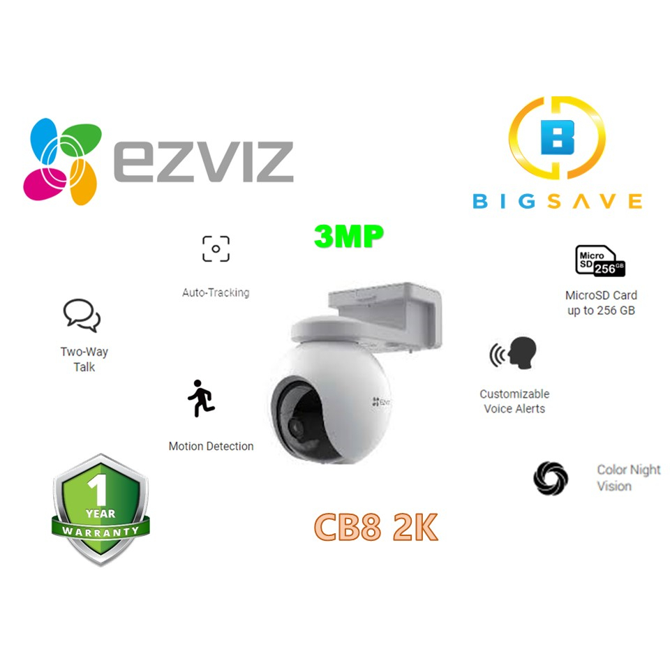 EZVIZ 3MP CB8 2K BATTERY-POWERED PAN & TILT WI-FI CAMERA | Shopee Malaysia