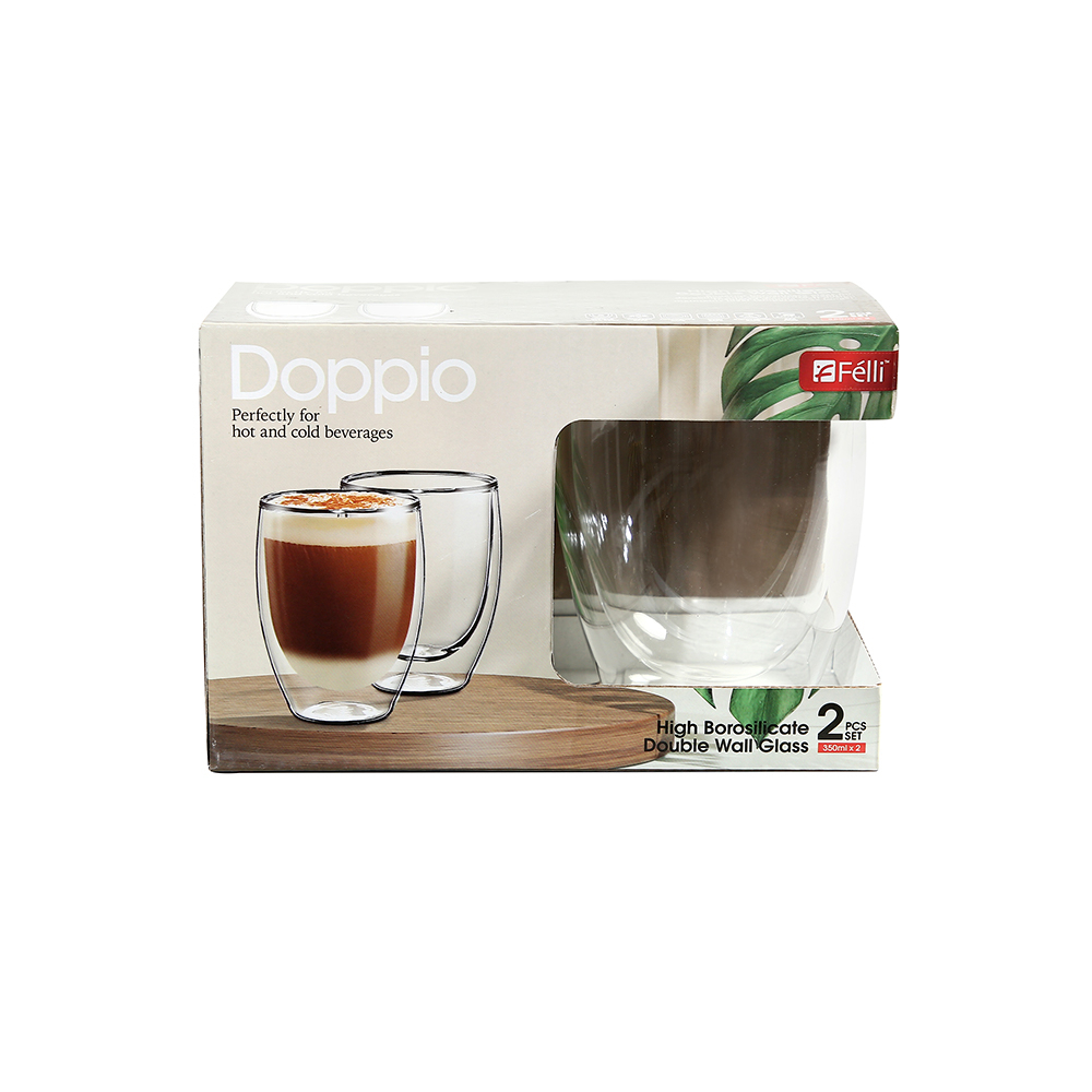 Felli Doppio High Borosilicate Double Wall Glass 350ml Set 2pcs ...