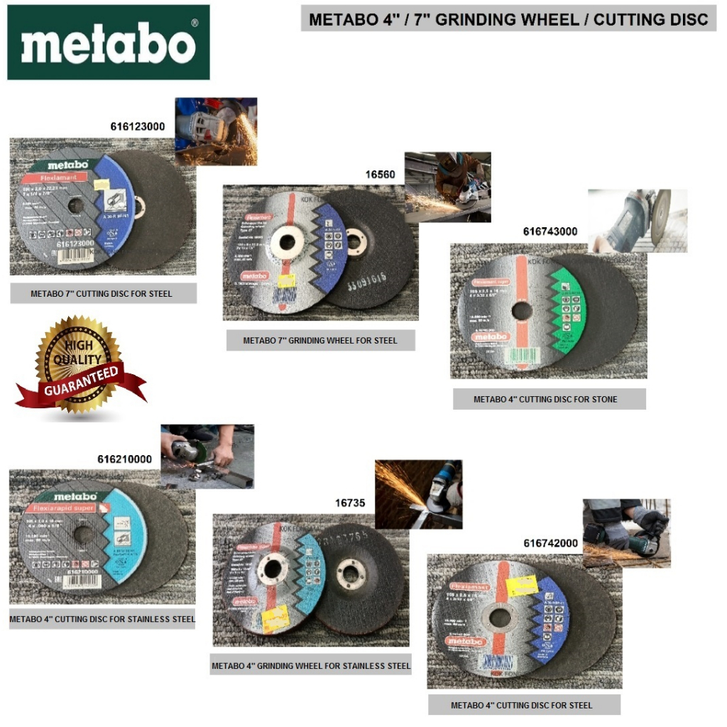 METABO 4'' CUTTING DISC/4'' GRINDING WHEEL/7'' CUTTING DISC/7 ...