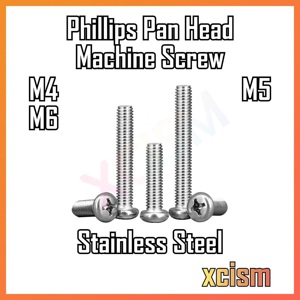 [M4 | M5 | M6] Phillips Cross Pan Round Head Machine Screw Skru Bolt ...