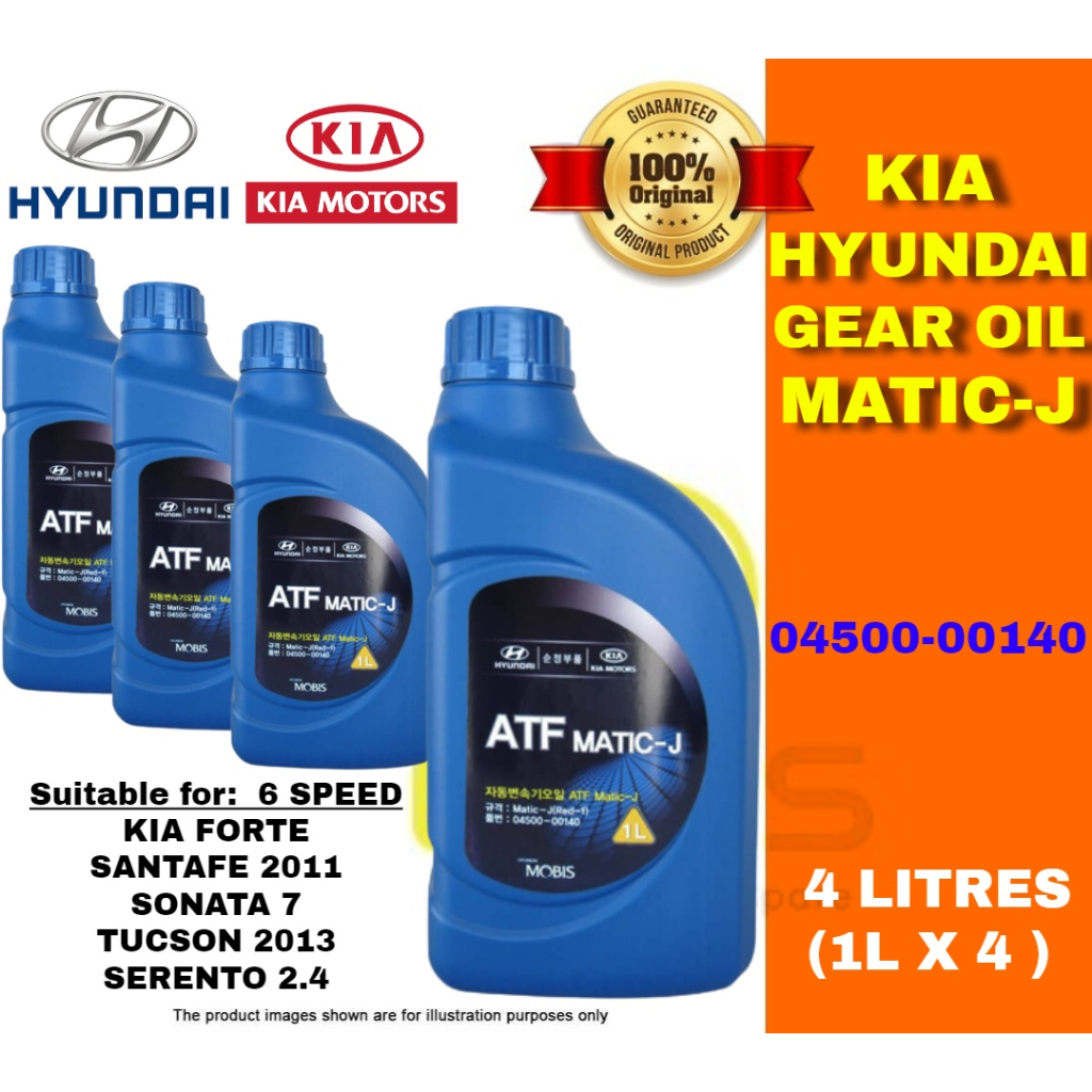 100% Original Kia Hyundai ATF Matic-J (1L X 4Bottles) Kia Sorento ...