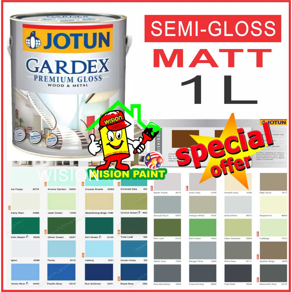 1L ( 1 LITER ) Jotun Paint Gardex Premium MATT Wood & Metal / CAT MIYAK KAYU DAN BESI / PAINT99 ...