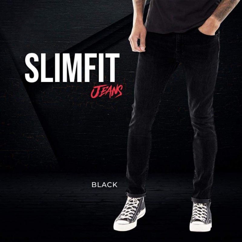(28-38)SELUAR PANJANG LELAKI JEANS GETAH SLIM/SKINNY FIT HITAM BLUE ...