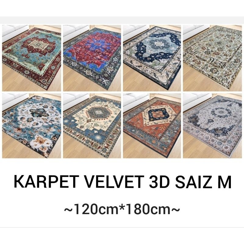 Karpet Velvet 3D Saiz M (120cm*180cm) Design Klasik/Abstrak/Moden/Bunga ...