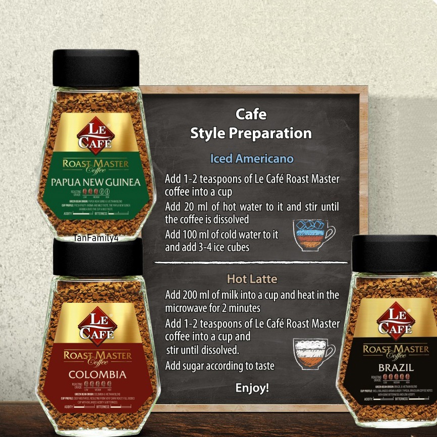 Le Cafe Roast Master Premium Import Gold Instant Coffee Colombia Brazil ...