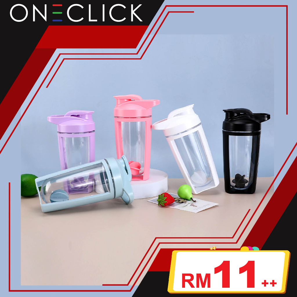 500ML Shaker Bottle with Ball Blender Mixer Bottle Sports Fitness Gym ...