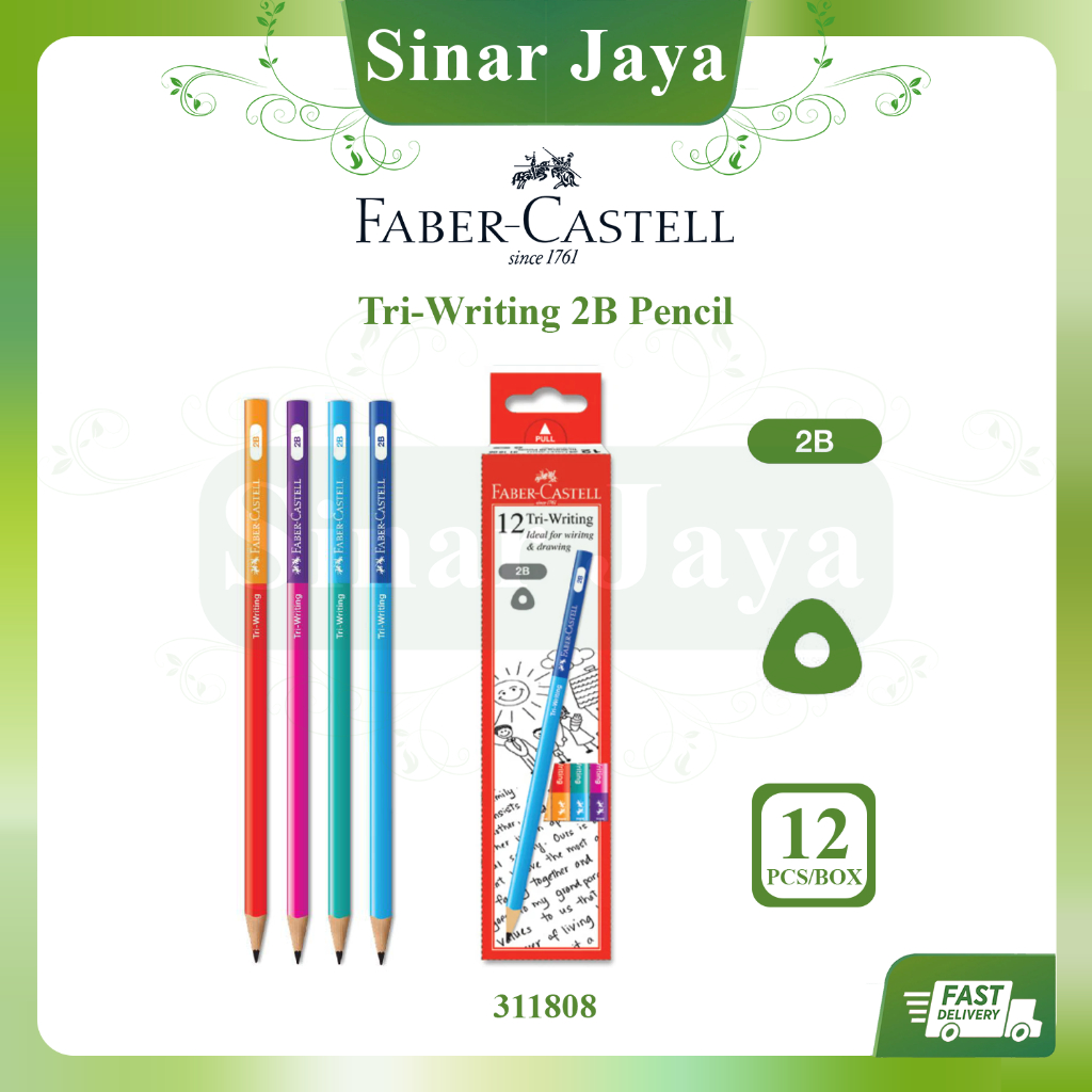 [SJ] Faber-Castell Tri-Writing 2B Pencils 311808 (1Box) | Shopee Malaysia