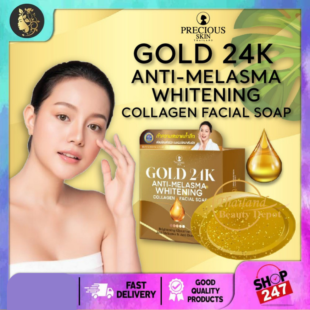 Precious Skin Gold 24K Anti-Melasma Whitening Collagen Facial Soap 50g ...