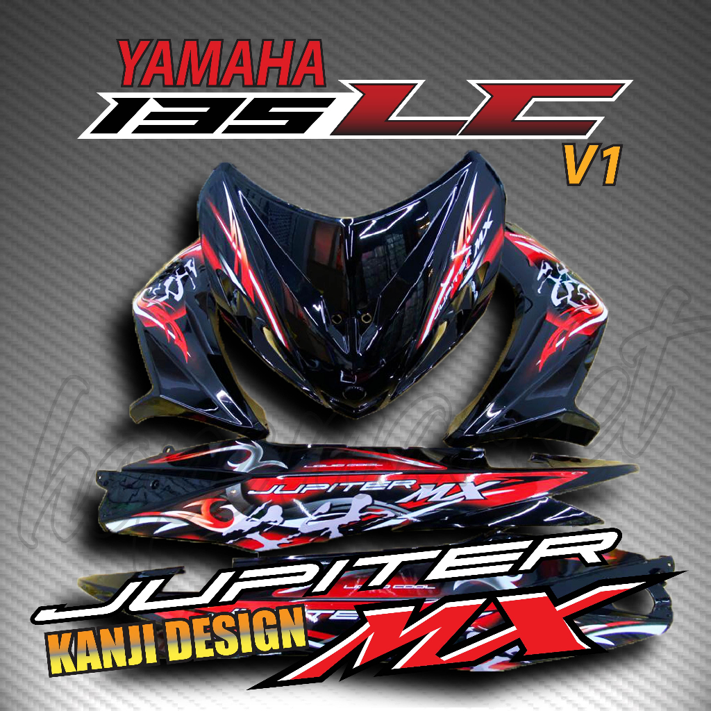 STRIPE MOTOR YAMAHA LC135 V1 JUPITER MX KANJI 2ND EDITION CUSTOM BODY ...