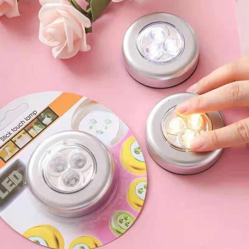 Mini LED Battery Powered Stick Tap Touch Lamp Stick-on Push Light Wall ...