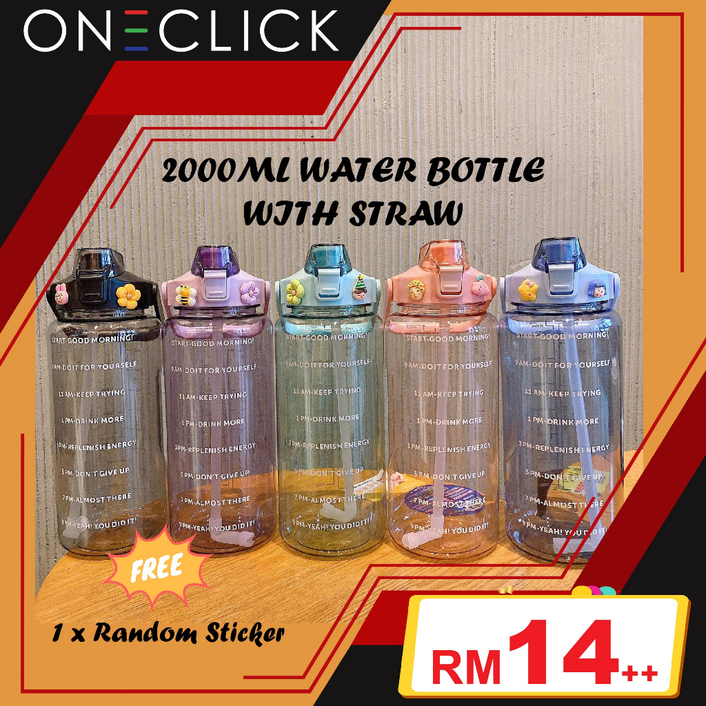 Ready Stock 2000ML Tumbler with Straw for Botol water bottle Big ...