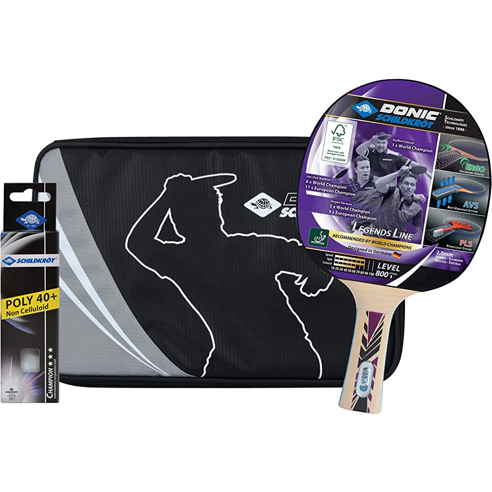 Donic Schildkrot Legends 800 Table Tennis Bat and Cover and Balls Set ...