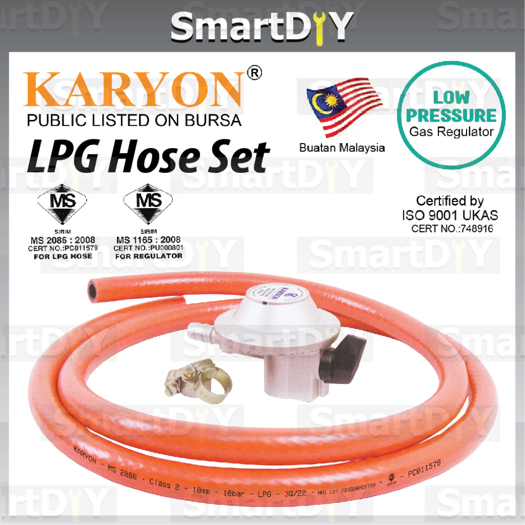 Karyon® SIRIM Certified Firesafe LPG Gas Regulator & Hose Set ...