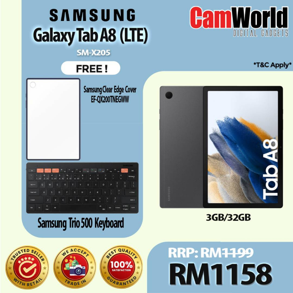 Samsung Galaxy Tab A8 LTE ( SM-X205 ) ( 3GB + 32GB ) With Cover ...