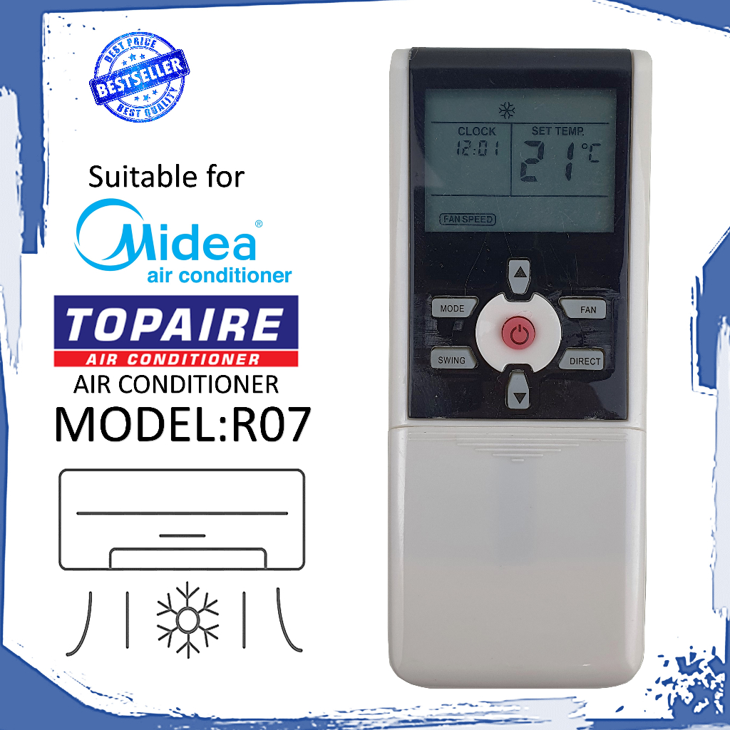 BEST QUALITY MIDEA/TOPAIRE Aircond Remote Control MODEL:R07 | Shopee Malaysia