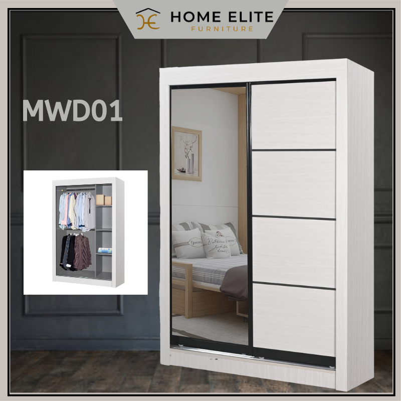 HOME ELITE Sliding Doors Wardrobe Almari Baju / Anti-Jump / 2 Sliding ...