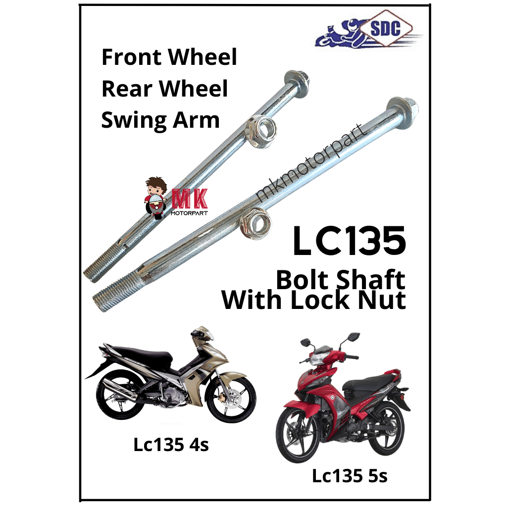Yamaha LC135 FRONT / REAR WHEEL / SWING ARM FORK SHAFT With LOCK NUT ...