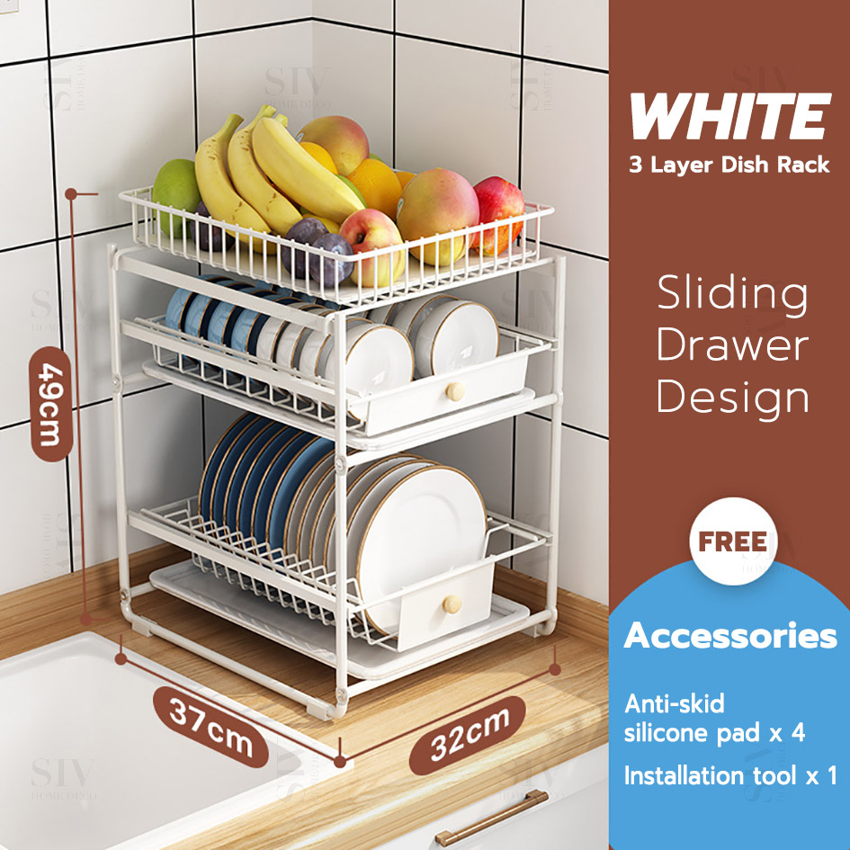 Uliance 2/3Tier Rak Pinggan Stainless Steel Dish Cabinet Rack With ...