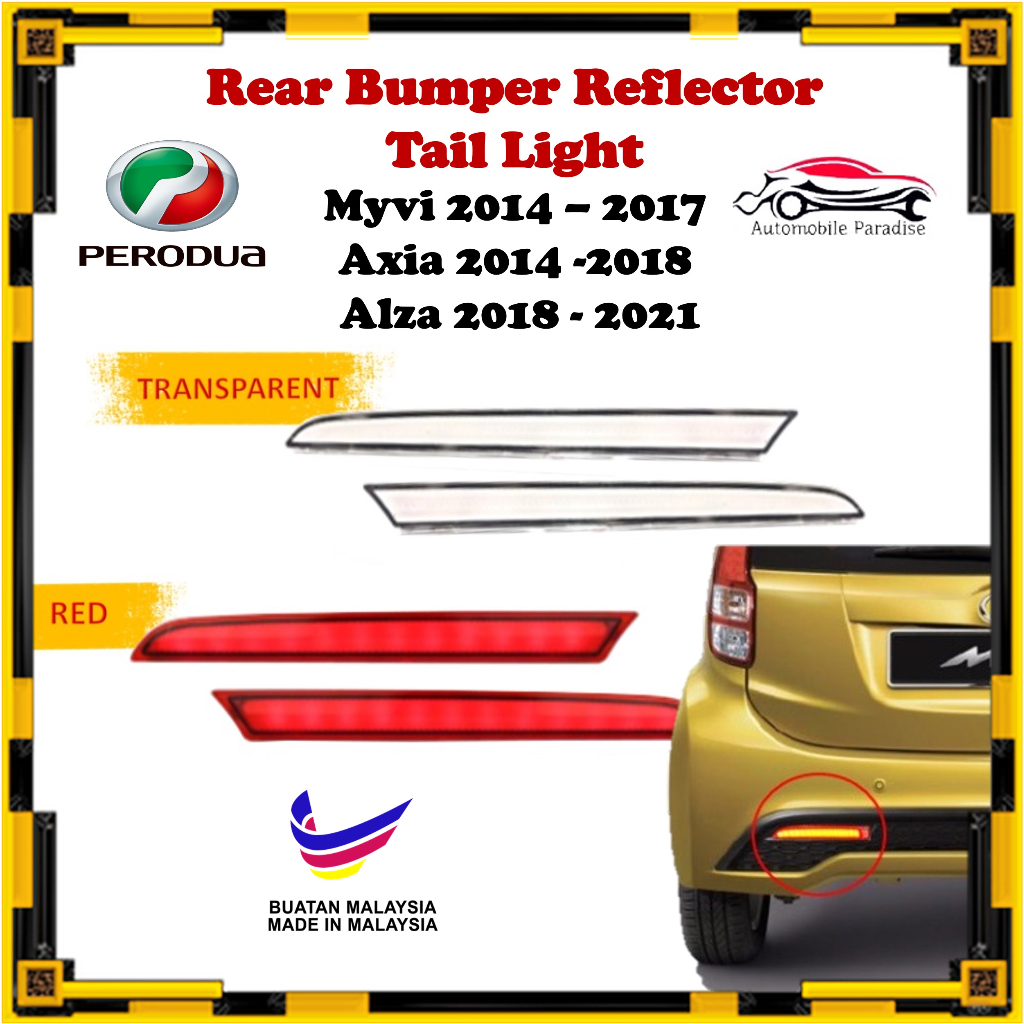 Perodua Myvi Alza Axia - Rear Bumper Reflector Light Bar / Safety Brake ...