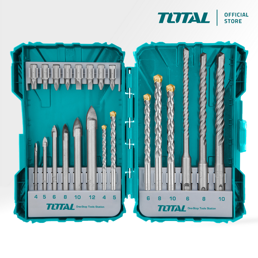 TOTAL Drill Bits & Screwdriver Bits Set Bit for Glass, Masonry & SDS ...