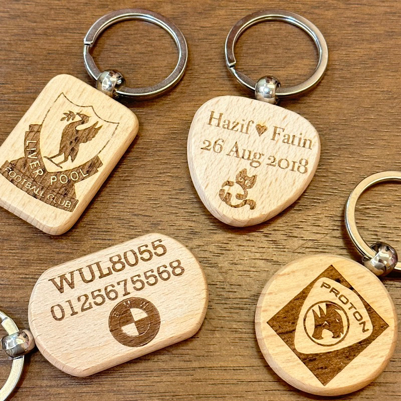 Customized Kayu Keychain Nama Nombor Tag Murah Hadiah Couple ...