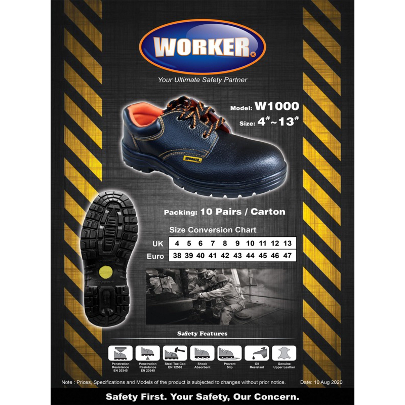 WORKER Safety Shoe W1000/ SIRIM PICASAF 1011 (Black) Boot Footware Besi ...