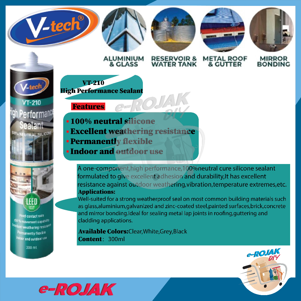V-Tech Silicone Sealant & Adhesive Sealant 硅酮密封胶和粘合密封胶 | Shopee Malaysia