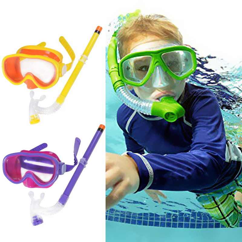 Kids Diving Goggle Mask Breathing Tube UV Protection Anti-fog Wide ...