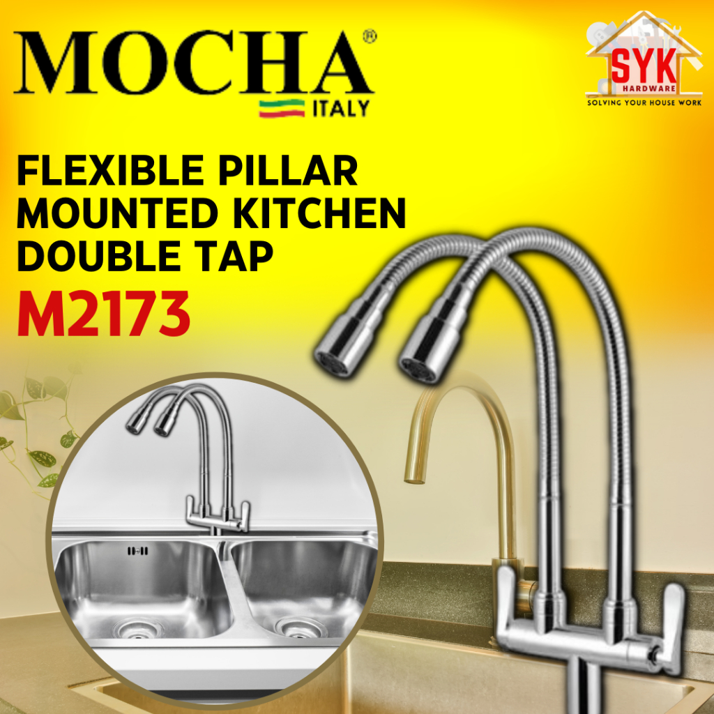 SYK Mocha M2173 1Pcs Flexible Pillar Mounted Kitchen Double Sink Water ...