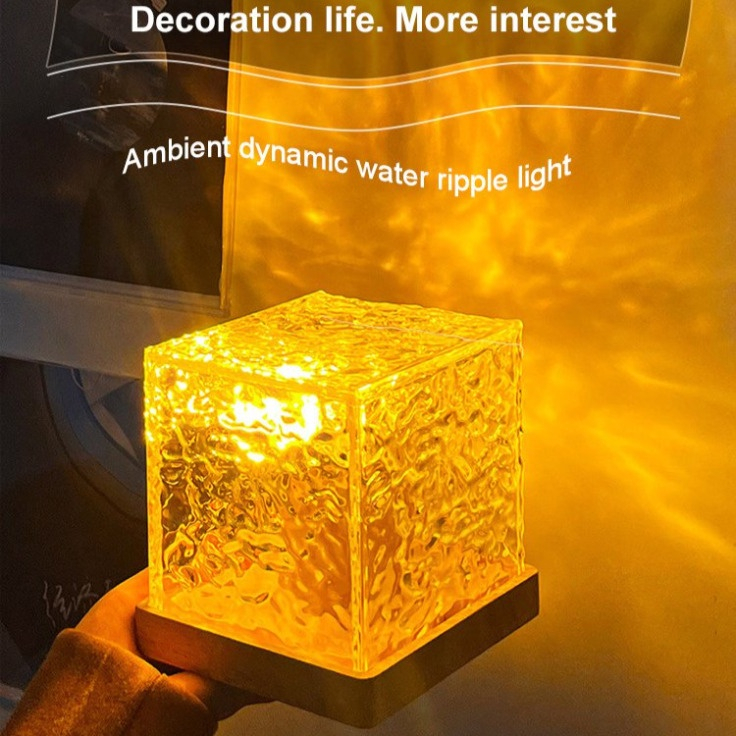 Dynamic Water Ripple Night Light Bedroom Kids Teen Adult Decor Wall LED ...