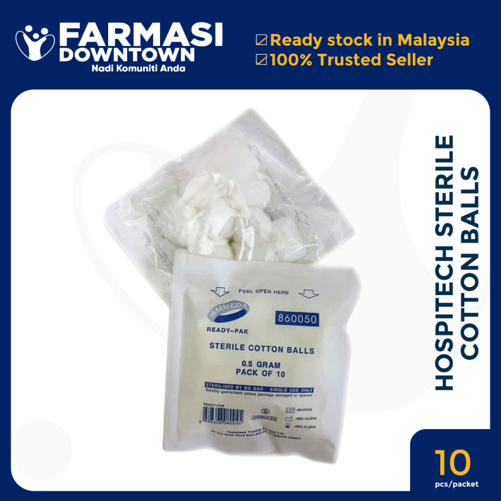 HOSPITECH STERILE COTTON BALLS 10'S/PACKET | Shopee Malaysia