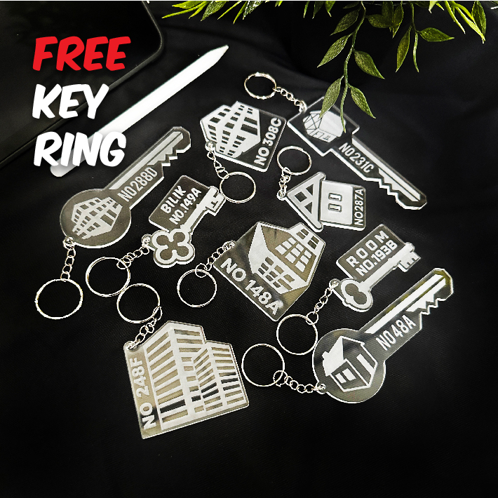 Custom Made Acrylic Keychain Free Ring Hotel / Airbnb / Homestay ...