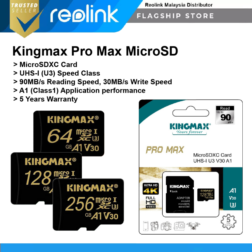 KingMax Pro Max MicroSDXC UHS-I U3 V30 A1 Card PRO MAX (64GB/128GB ...