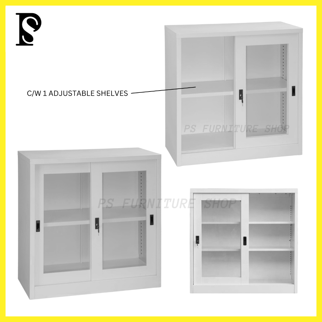 PS SHOP - Almari/Kabinet Besi/Metal/Steel Half Height Cabinet Glass ...