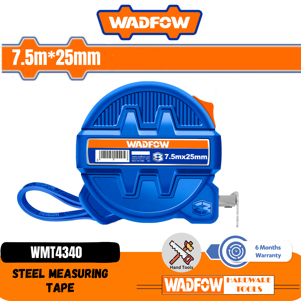WADFOW Steel Measuring Tape, Length: 7.5m, Width: 25mm, w/ Metric and ...