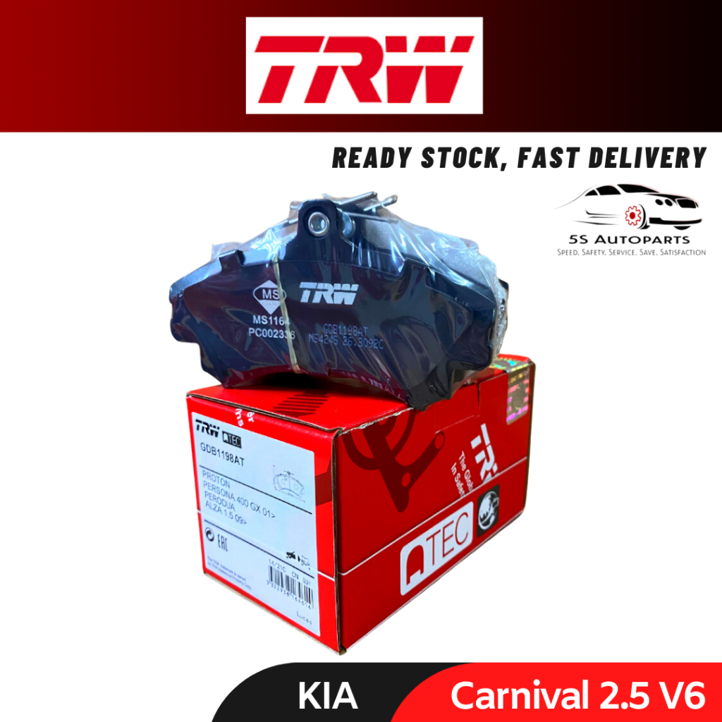 TRW Disc Pad Front KIA Carnival 2.5 V6 2001" 1ST Gen Old Model (GDB7607 ...