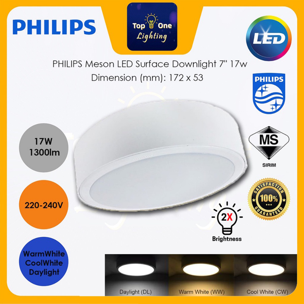 PHILIPS MESON Surface Downlight 7" 17W | 9" 24W LED Surface Mounted ...
