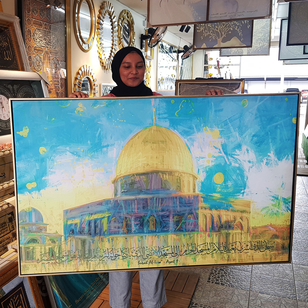 🅰🆁🆃 🅲🅰🅽🆅🅰🆂 Frame Giant Size Al Aqsa Mosque Kaaba Mecca With Stretching ...