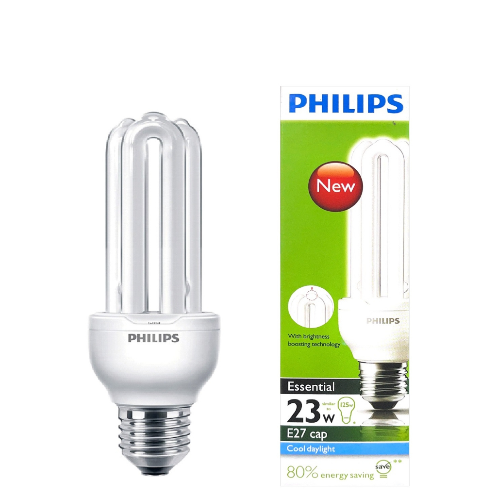 PHILIPS ESSENTIAL 8W / 18W / 23W PLCE E27 ENERGY SAVING 2U / 3U [ COOL DAYLIGHT / WARM WHITE ...