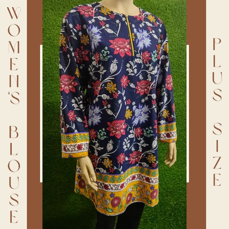 Mwin shop - Womens Blouse with floral (Kain Tebal) #53651 | Shopee Malaysia