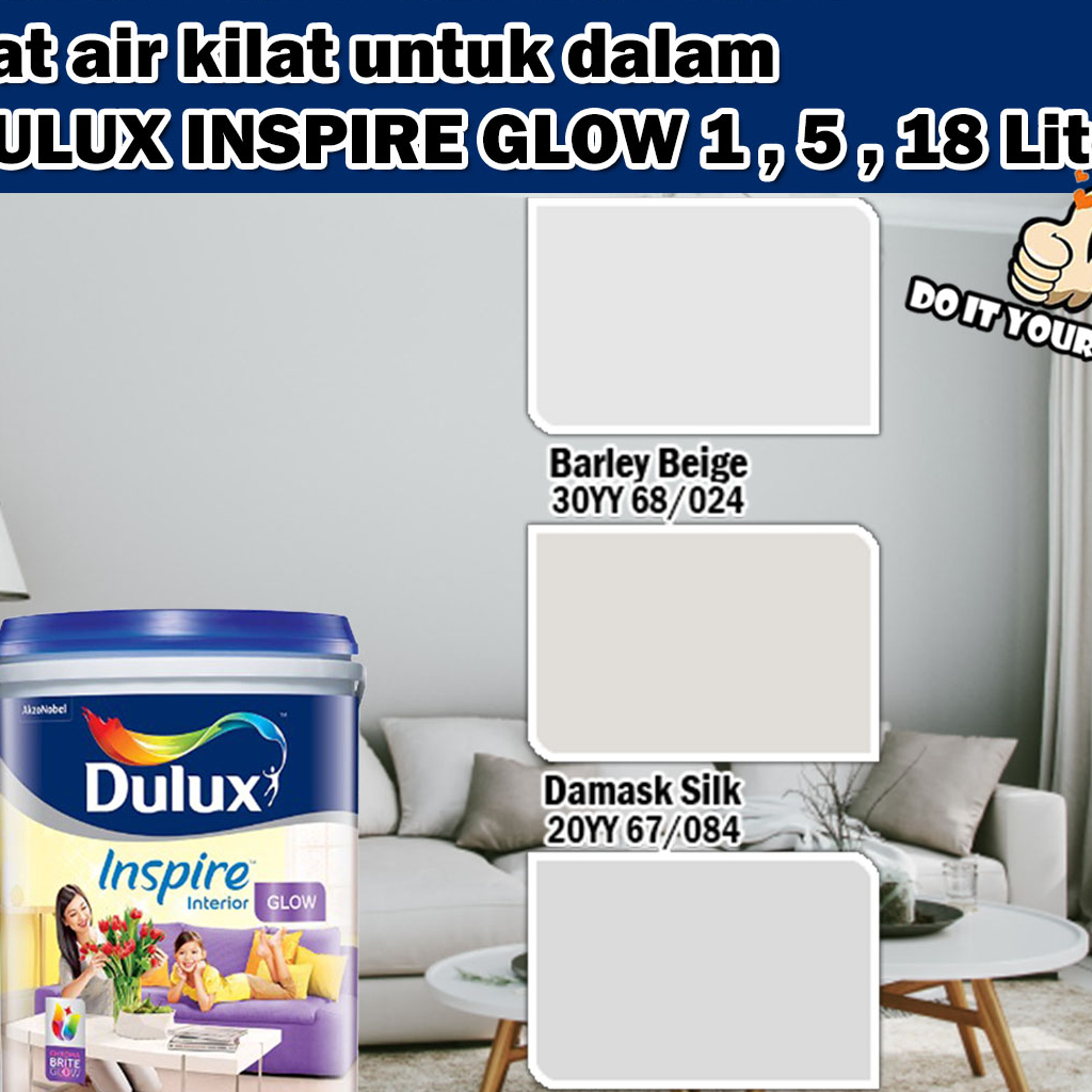 ICI DULUX INSPIRE INTERIOR GLOW 5 Liter Barley Beige / Damask Silk ...