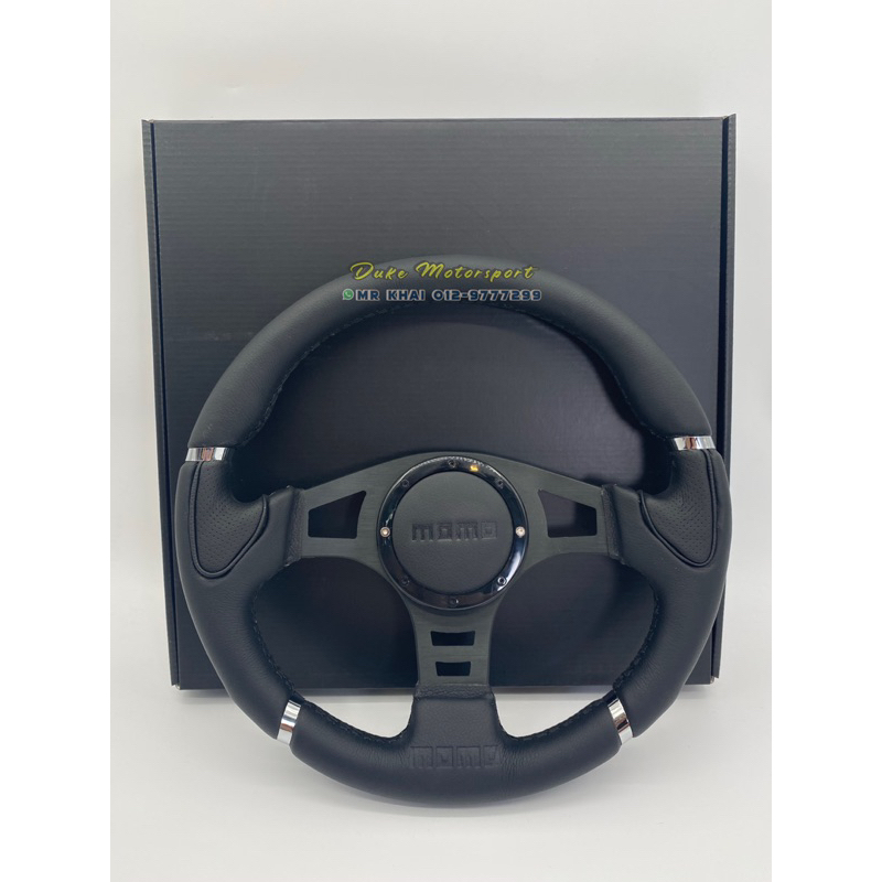 Momo Steering Wheel 14 Inch Leather Flat Racing Sport Steering Wheel 14Inch Universal 13064 ...