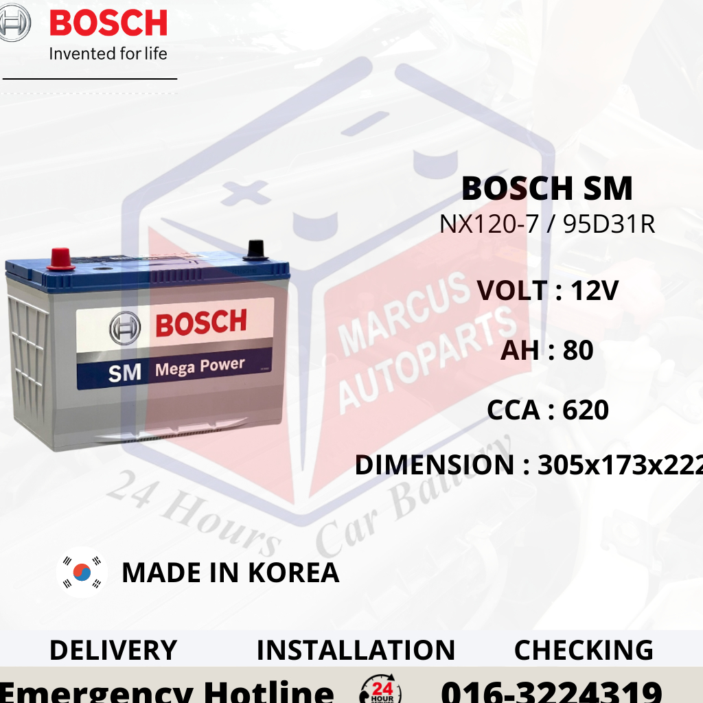 BOSCH SM MEGA POWER NX120-7 | N70Z | 95D31R CAR BATTERY | Shopee Malaysia