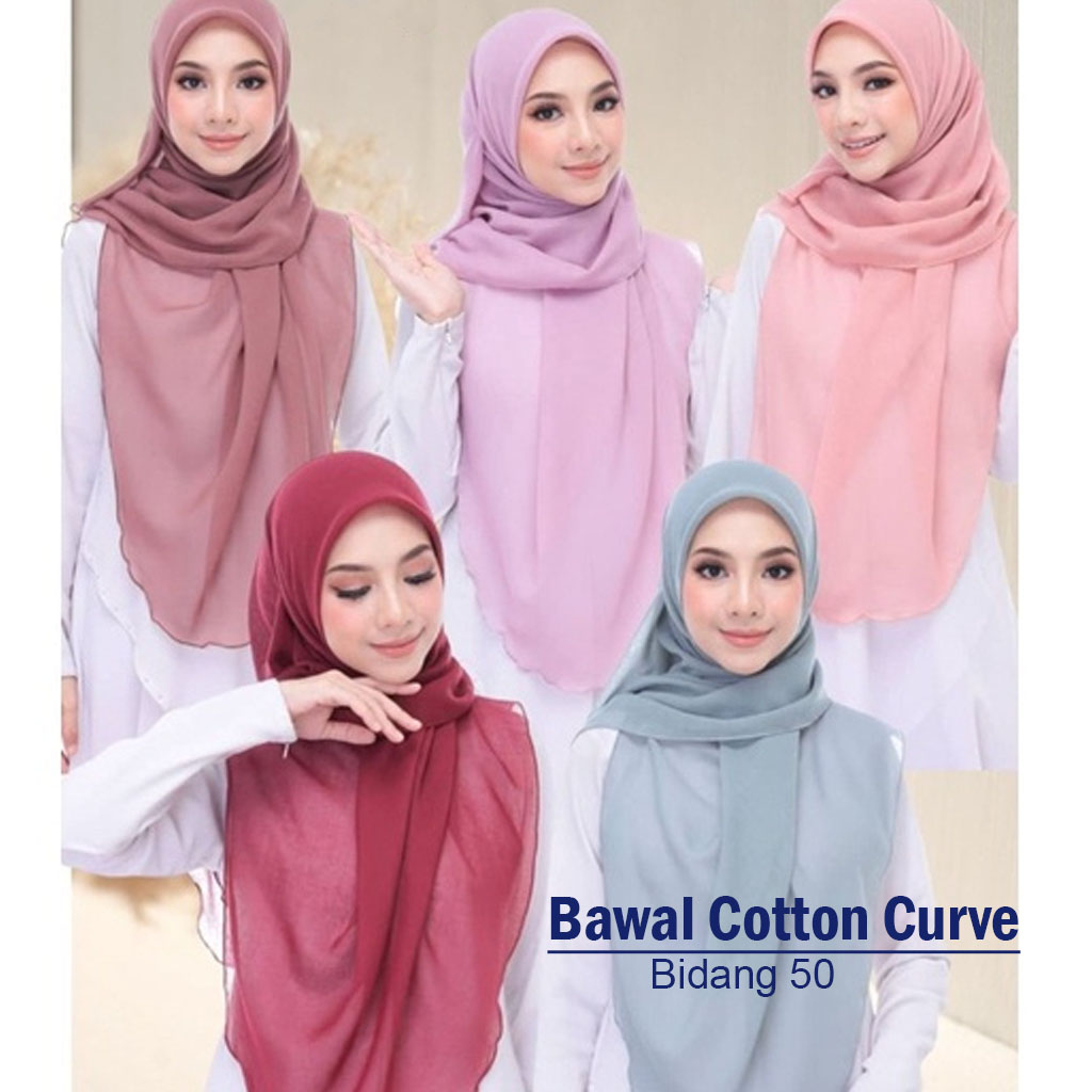 Tudung Raya 2024 Rubaba Tudung Bawal Cotton Curve Ruffle Plain Bawal ...