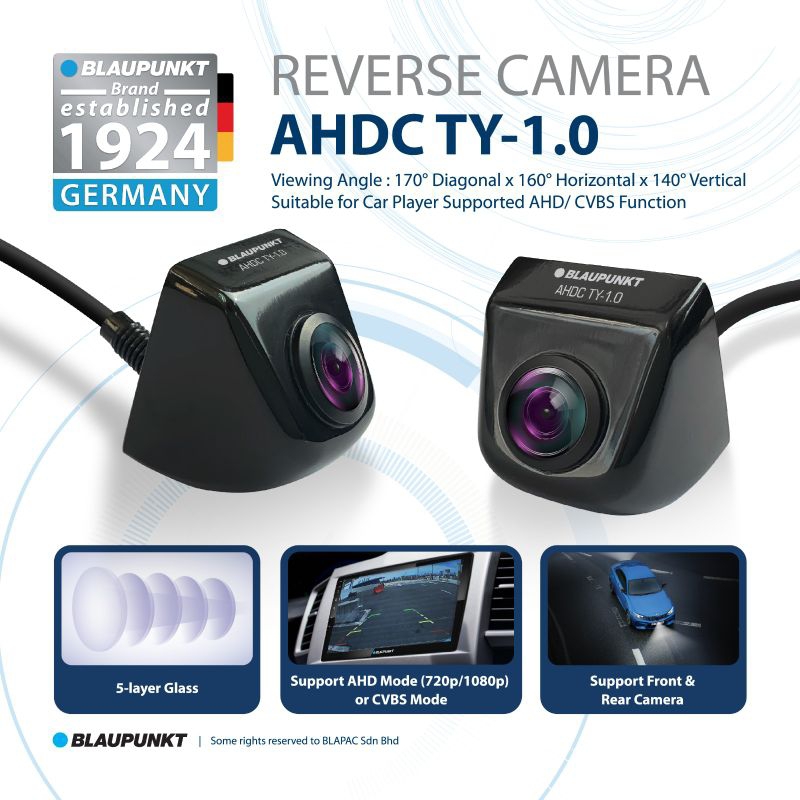 BLAUPUNKT REVERSE CAMERA AHDC TY-1.0 AHD REAR CAMERA VIEWING ANGLE 170 ...