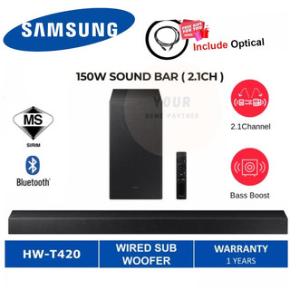 Samsung T420 Sound Bar 150W 2.1ch Sound Bar Wired Subwoofer HW-T420 ...