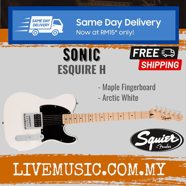 Squier Sonic Esquire H Electric Guitar w/Black Pickguard, Maple FB, Arctic White | Shopee Malaysia