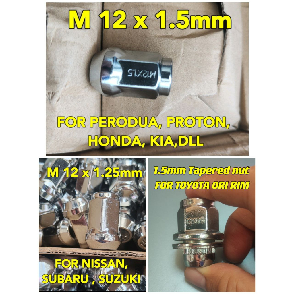 [FOR 19mm Tyre Spanar Lever] Rim Nut M12x1.5 M12x1.25 Wheel Lug Nut Nat ...