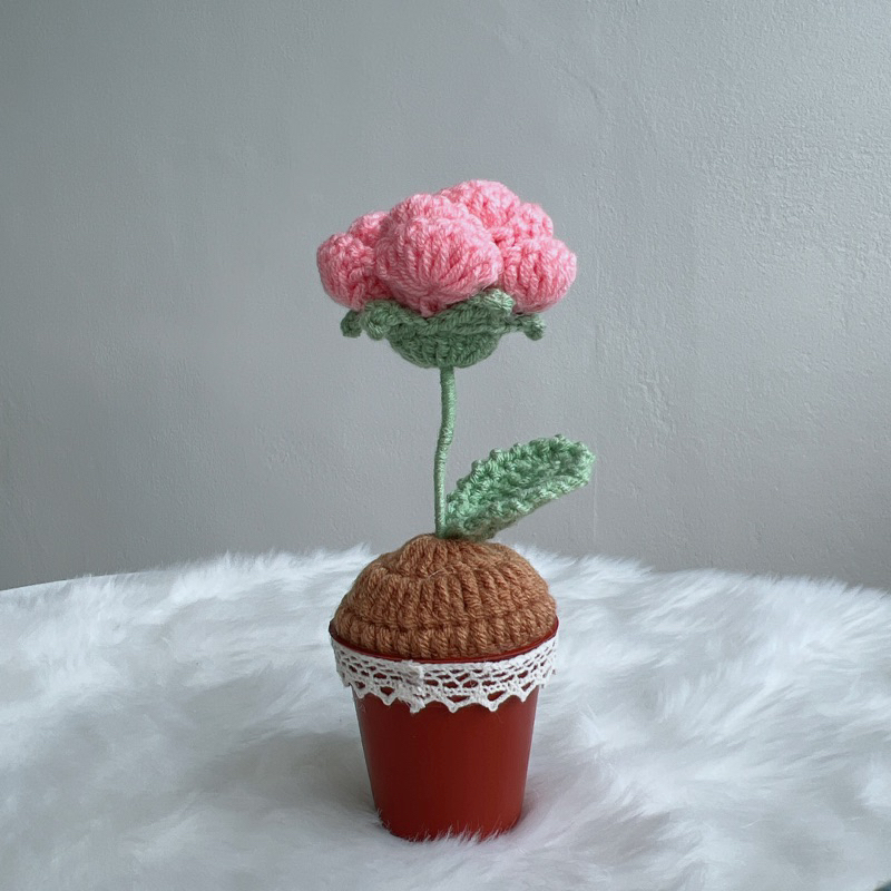 🌻 Handmade Crochet Sunflower pot crochet gift Decoration Bunga Hiasan ...