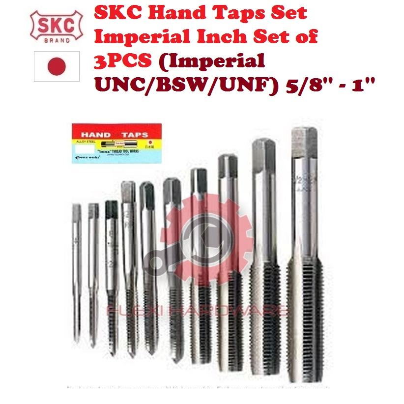 SKC Hand Taps Set Imperial Inch Set of 3PCS (Imperial UNC/BSW/UNF) 5/8 ...